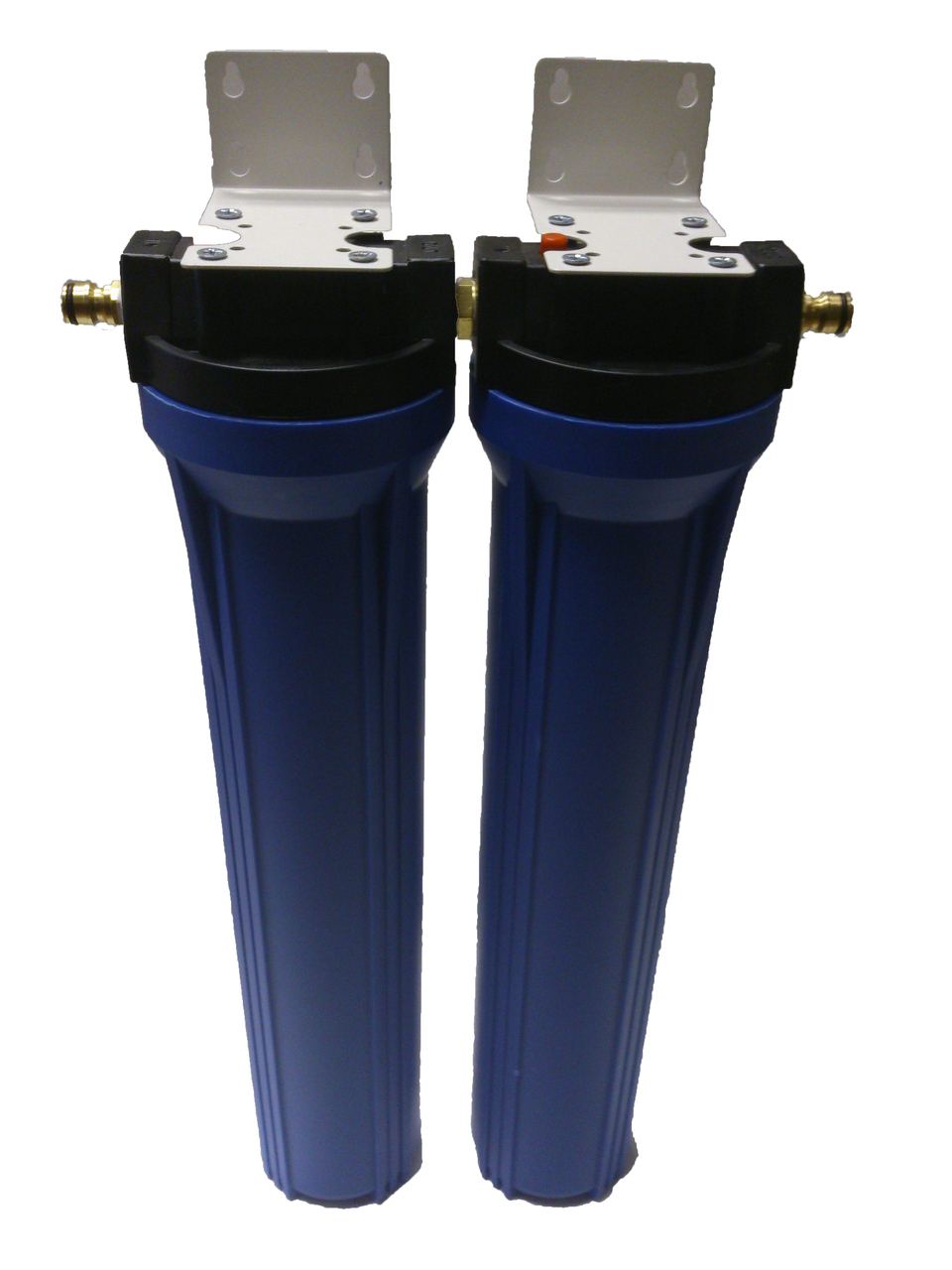 20'' Twin Blue Filter Housing With Brackets and 1/2 Ports